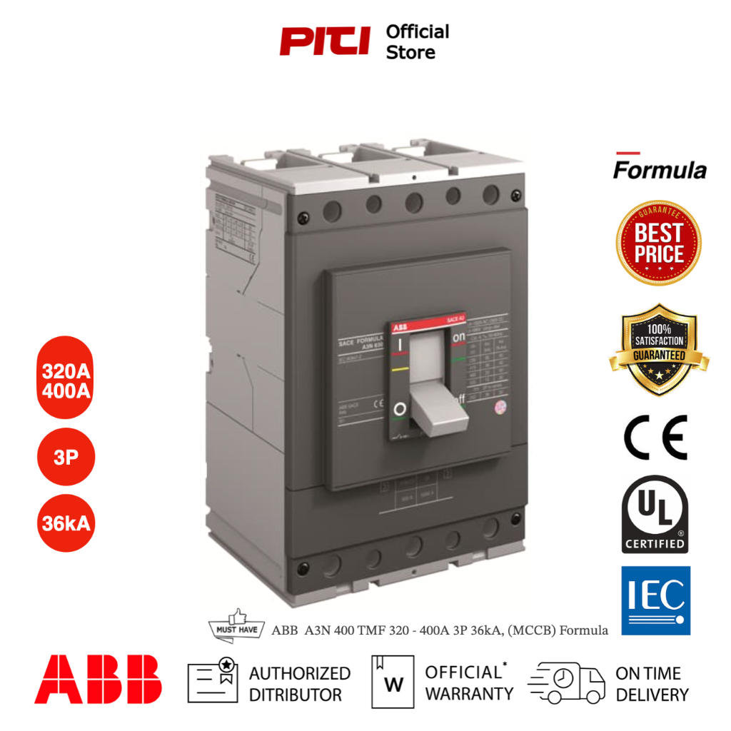 ABB MCCB A3N400 TMF 320A 3P (36kA) Formula Series เบรกเกอร์ Moulded Case Circuit Breaker ...