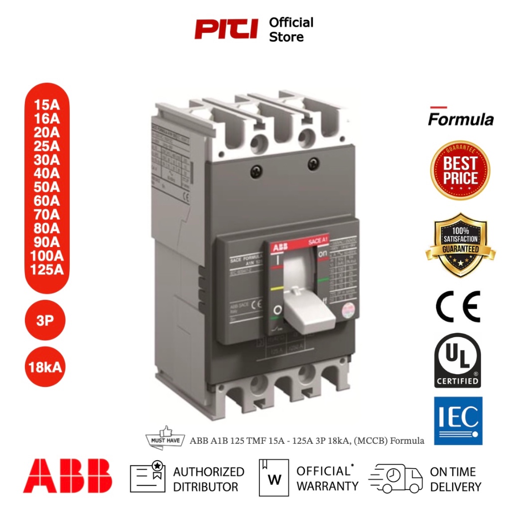 ABB MCCB A1B 125 TMF 80A 3P (18kA) Formula Series เบรกเกอร์ Breaker ใช้ ...