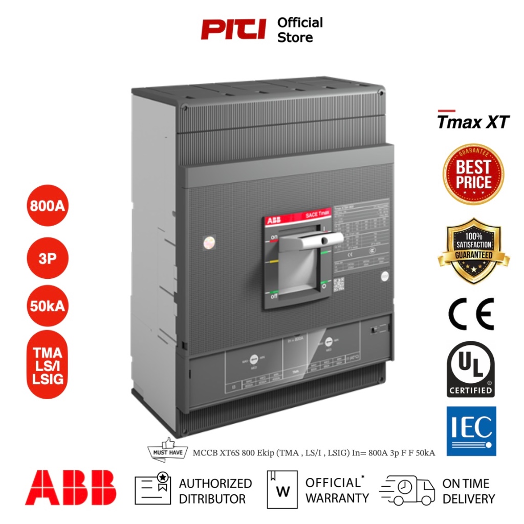 ABB เบรกเกอร์ Tmax XT6S 800 Ekip Dip LS/I In=800A 3P (50kA) Breaker Moulded Case Circuit Breaker ...