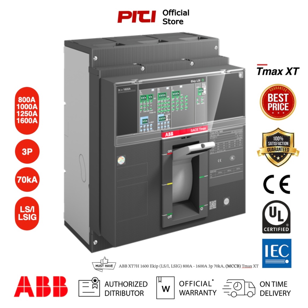 ABB เบรกเกอร์ Tmax XT7H 800 Ekip Dip LSIG In=800A 3P (70kA) Breaker Moulded Case Circuit Breaker ...