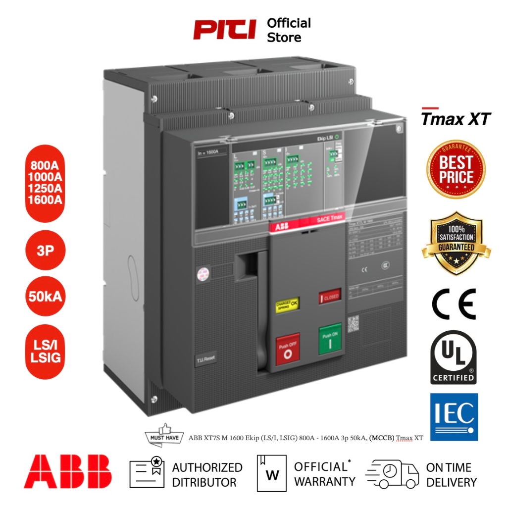 ABB เบรกเกอร์ Tmax XT7S M 800 Ekip Dip LS/I In=800A 3P (50kA) Breaker Moulded Case Circuit ...