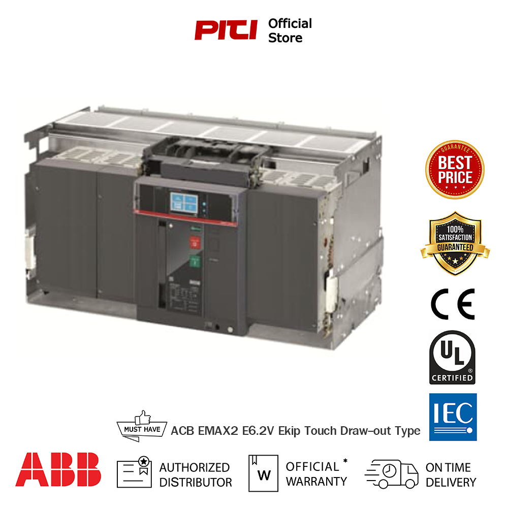 ABB เบรกเกอร์ ACB Emax E6.2V 5000 Ekip Touch LI WMP 3P 150kA Draw-out Type BREAKER SACE EMAX ...