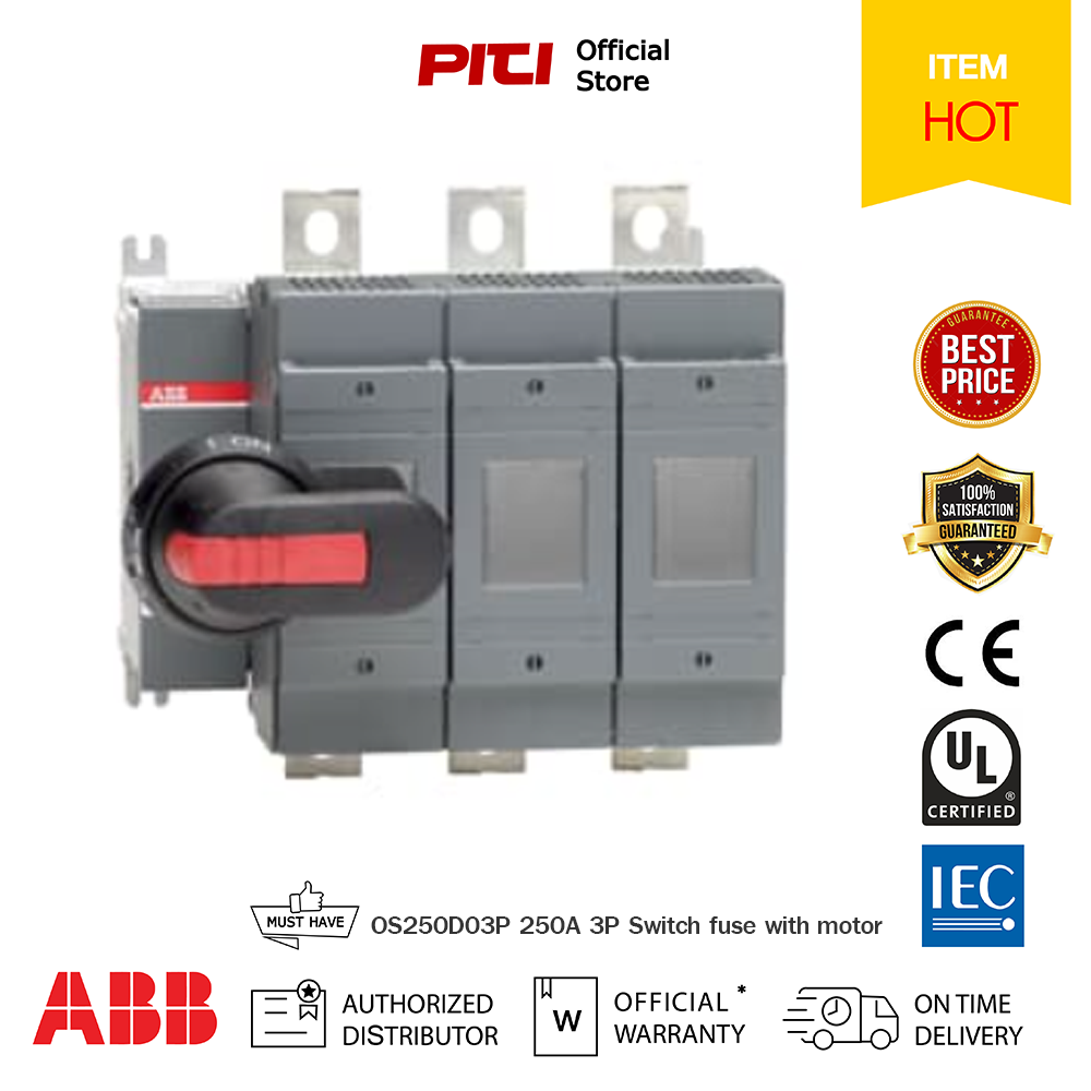 ABB Switch OS250D03P 250A 3P 145kW (Fuse size 0-1) Switch fuse with motor DIN-type สามารถตัด ...
