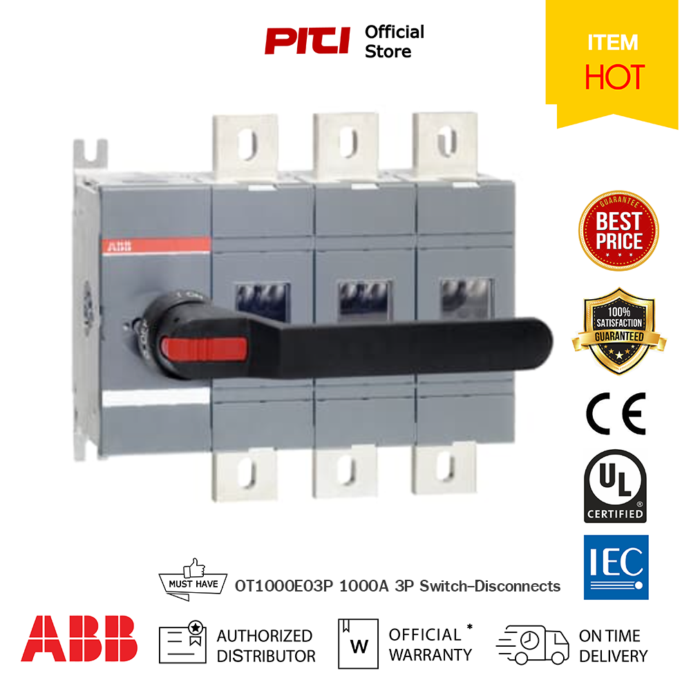 ABB OT1000E03P 1000A 3P 560kW Switch Disconnector OT Base mounting สวิตซ์ 3 Poles Front operated ...
