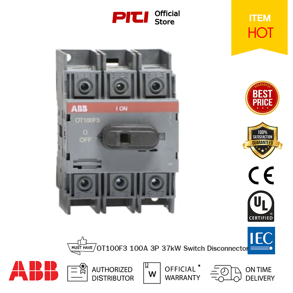 ABB OT100F3 100A 3P 37kW Switch Disconnector OT Base and Din-rail ...