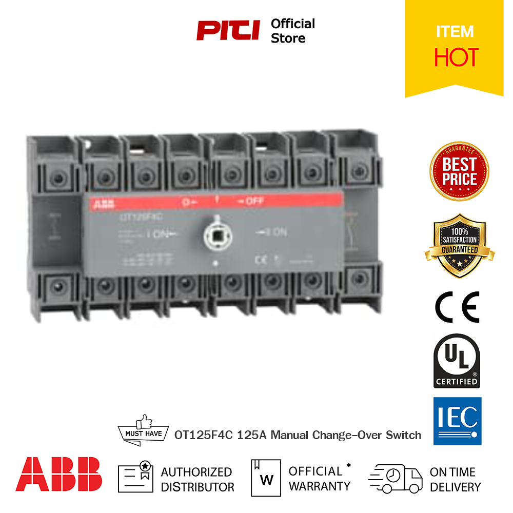 ABB OT125F4C 125A 4P 45kW Manual change over switches (ON-OFF-ON) สวิตซ์สลับแหล่งจ่ายไฟฟ้า 2 ...
