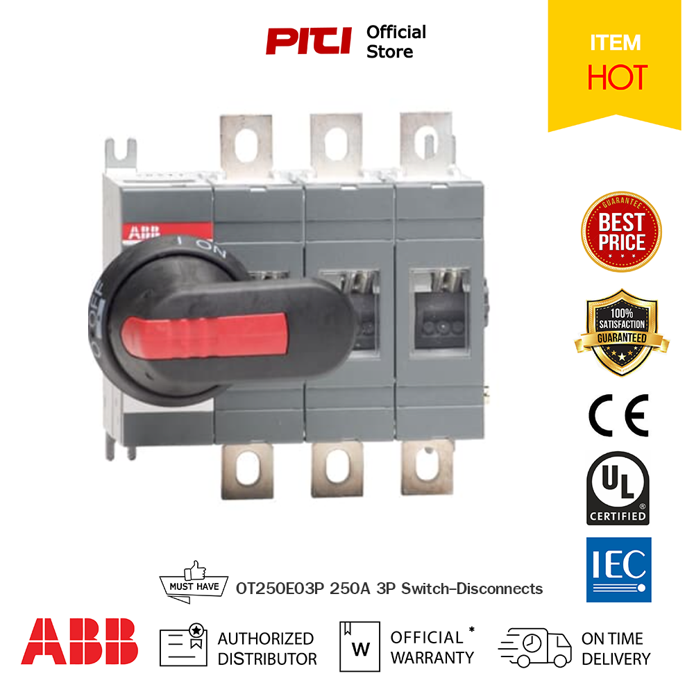 ABB OT250E03P 250A 3P 145kW Switch Disconnector OT Base mounting สวิตซ์ 3 Poles Front operated ...