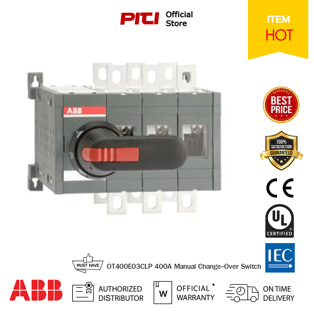 ABB OT400E03CLP 400A 3P 220kW Manual Change Over Switches สวิตซ์ต่อก่อน ...