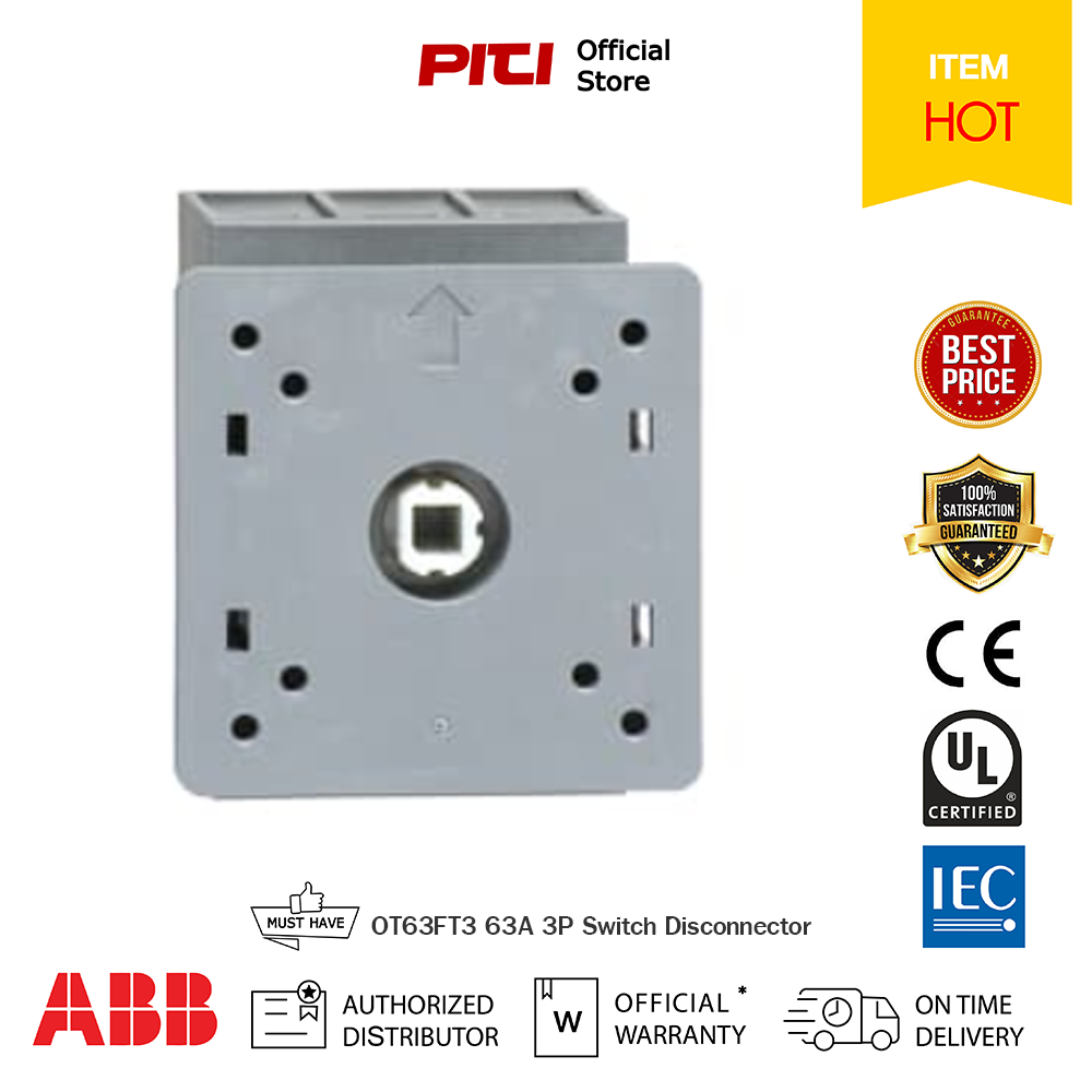 ABB OT63FT3 63A 3P 22kW Switch Disconnector OT Door Mounting สวิตซ์ 3 Poles โดยติดตั้งยึดบนฝา ...